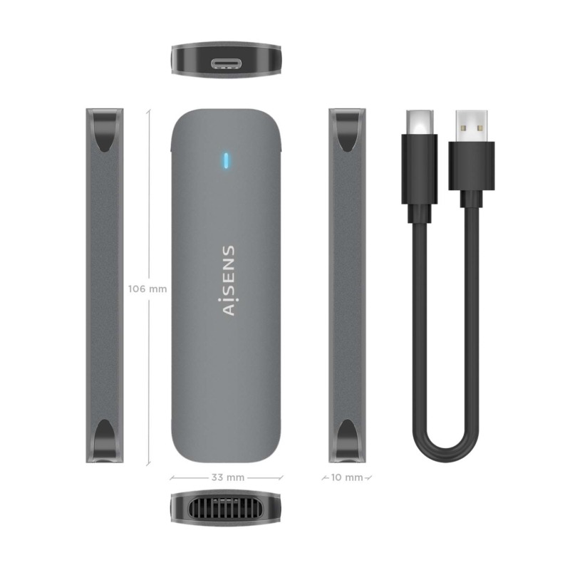 Caja externa para M.2 SATA a USB: Alta Calidad y Rendimiento - AISENS®